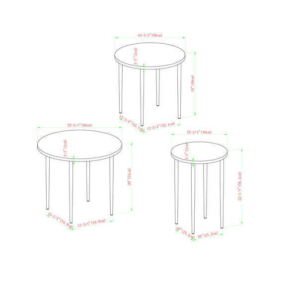 George Oliver Schmid 4 Legs 3 Piece Nesting Table & Reviews | Wayfair